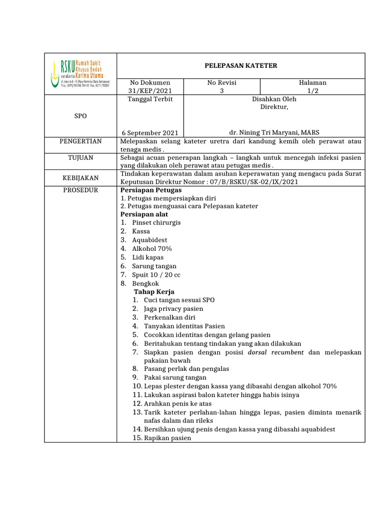 31. PELEPASAN KATETER | PDF
