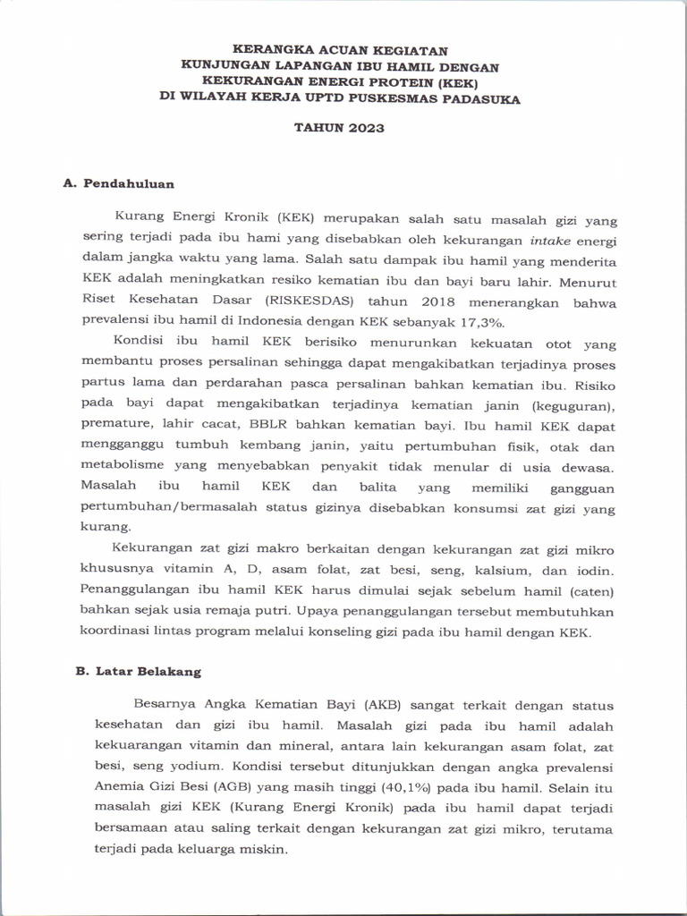 KAK KUNJUNGAN LAPANGAN BUMIL KEK | PDF KAK KUNJUNGAN LAPANGAN BUMIL KEK | PDF