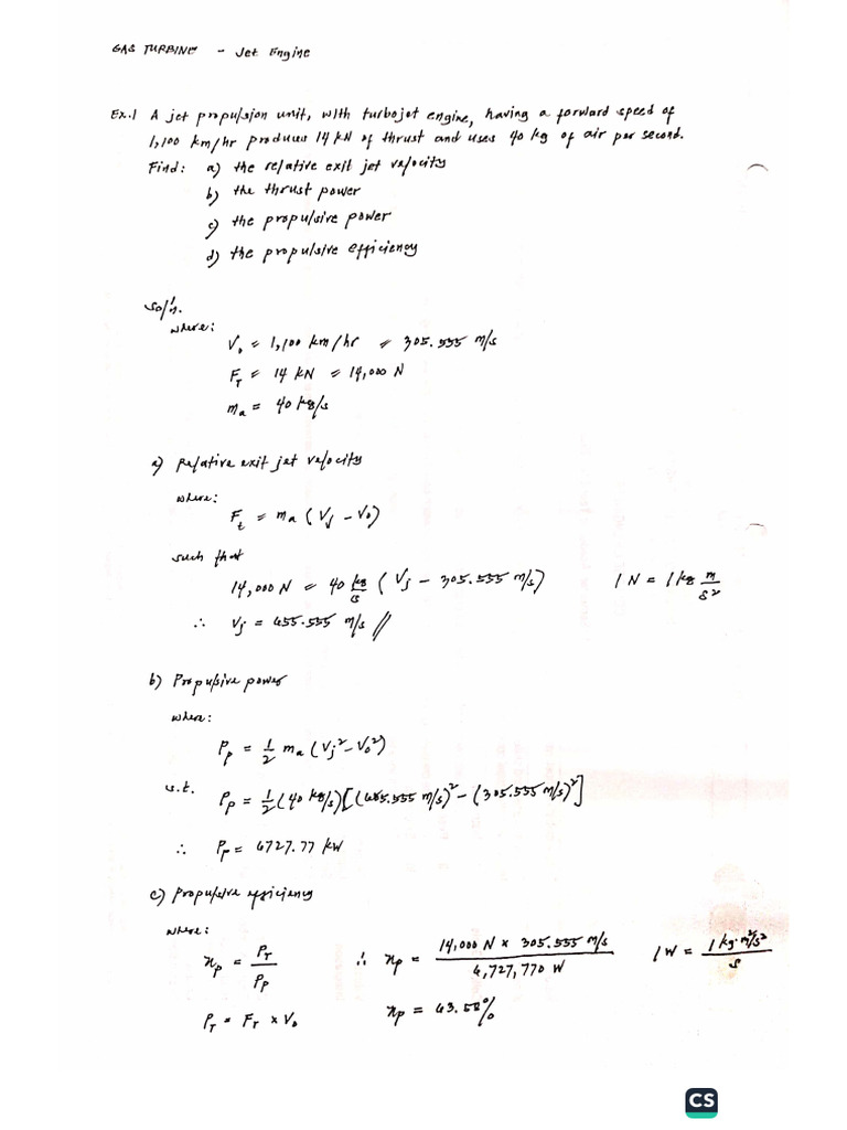 Lecture 6. Solution to Examples in Jet Engine | PDF