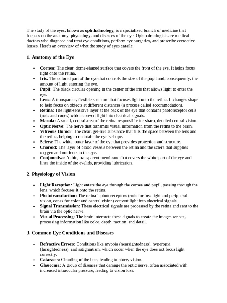 The Study of The Eyes | PDF