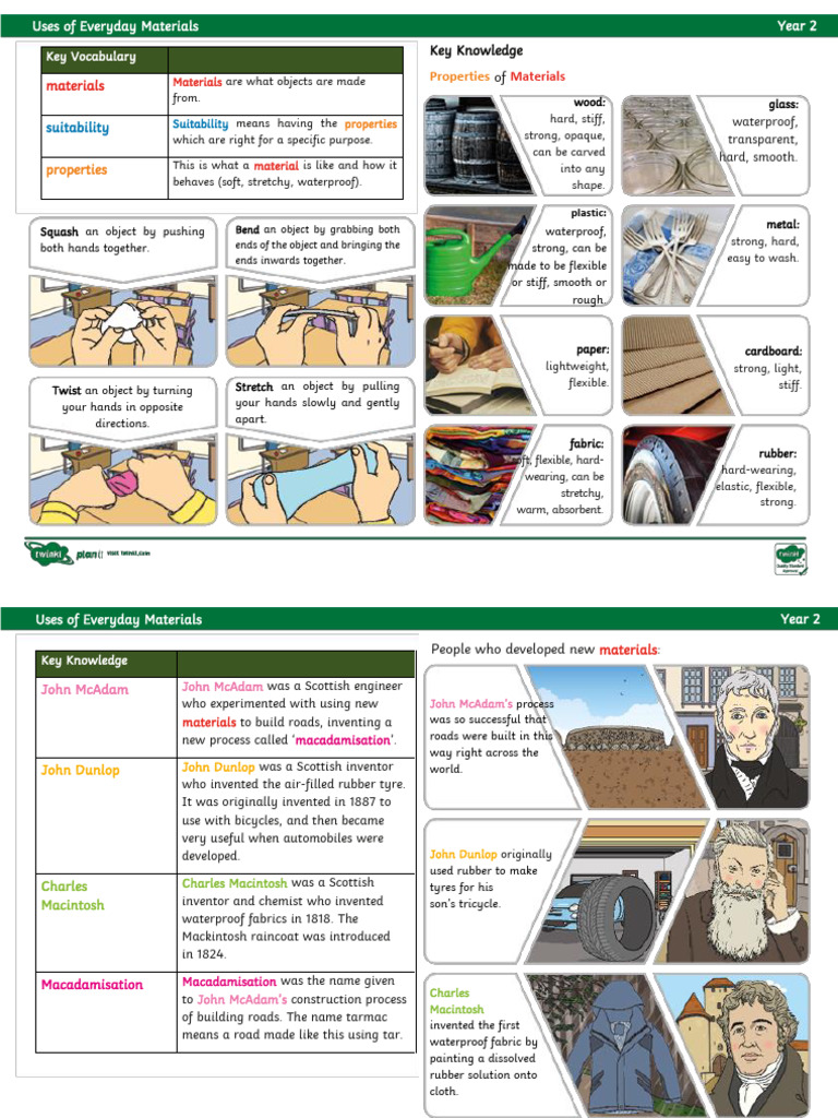 Science Knowledge Organiser - Materials | PDF