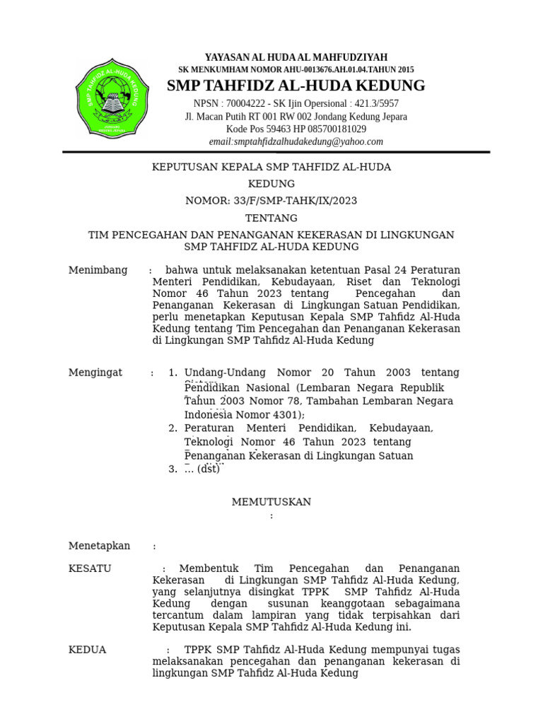 Contoh SK TPPK | PDF