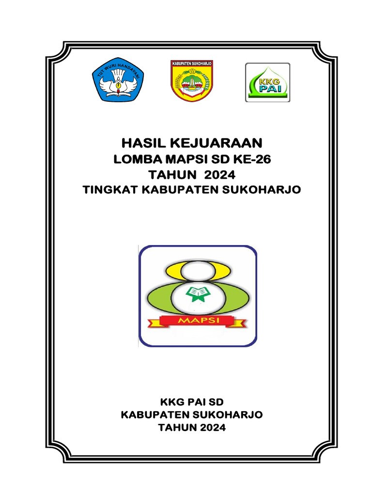 Hasil Lomba MAPSI SD 2024 Sukoharjo | PDF