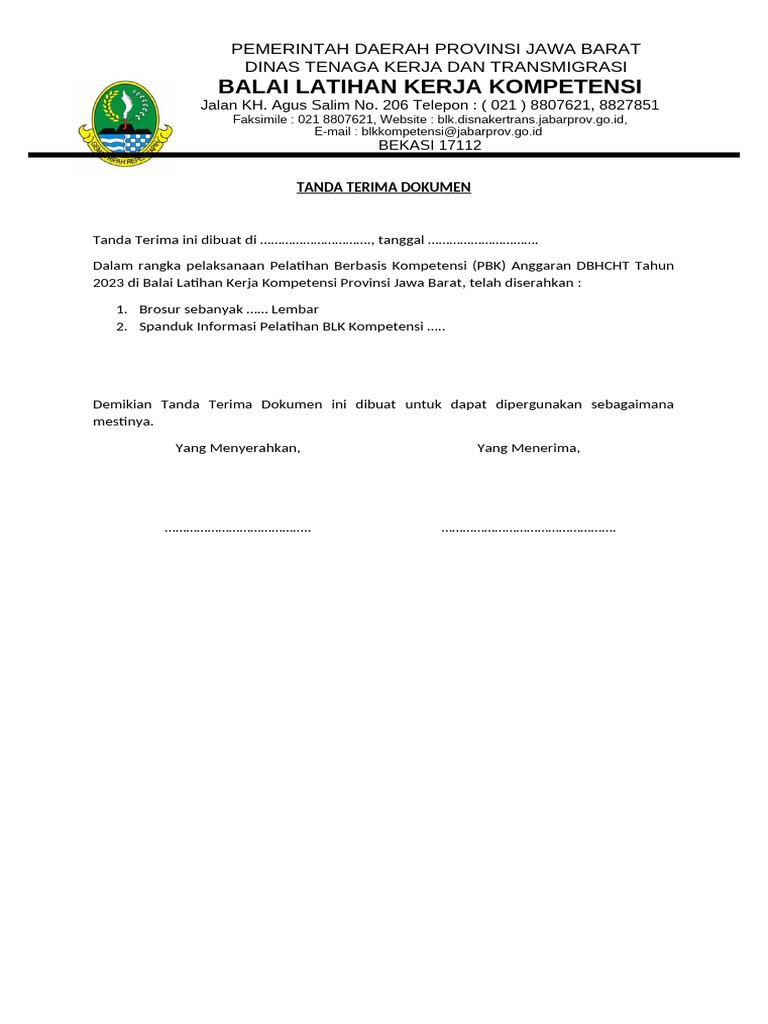 Format Tanda Terima | PDF