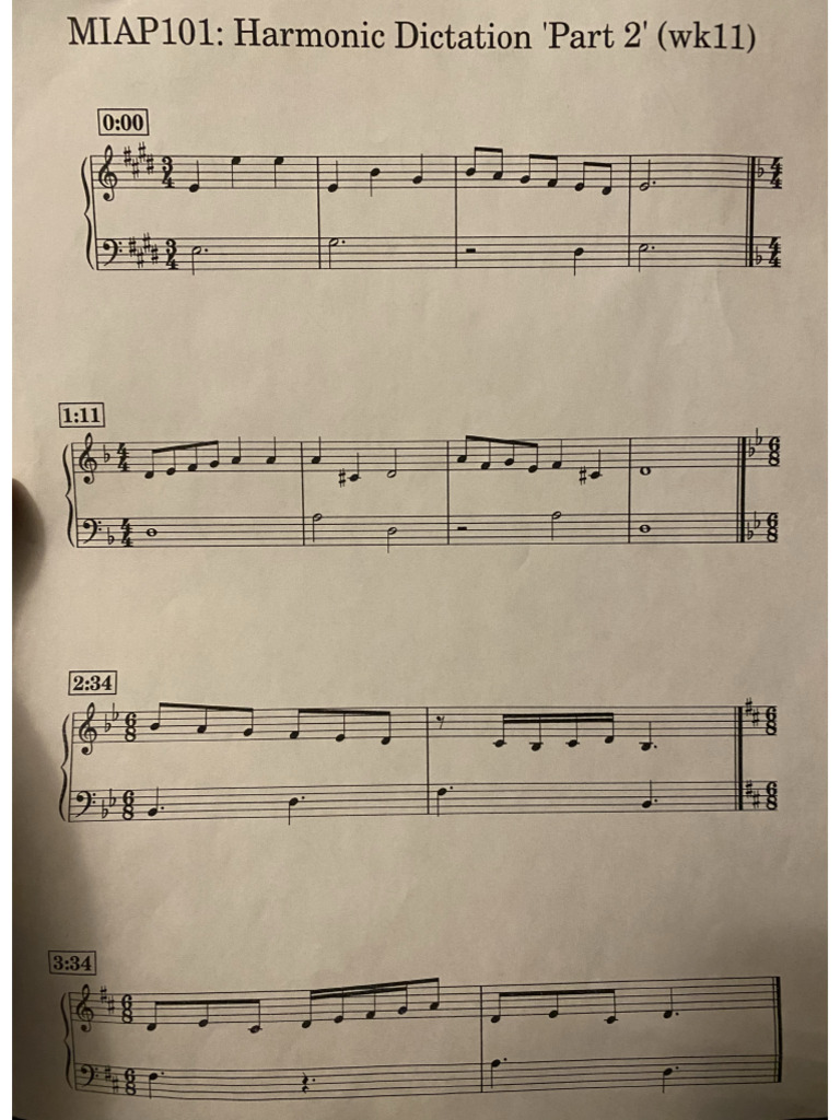 Harmonic Dictation Wk11 Answer Sheet | PDF
