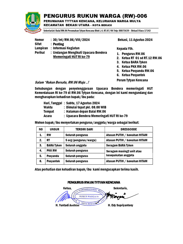 Undangan Upacara HUT RI-79 | PDF