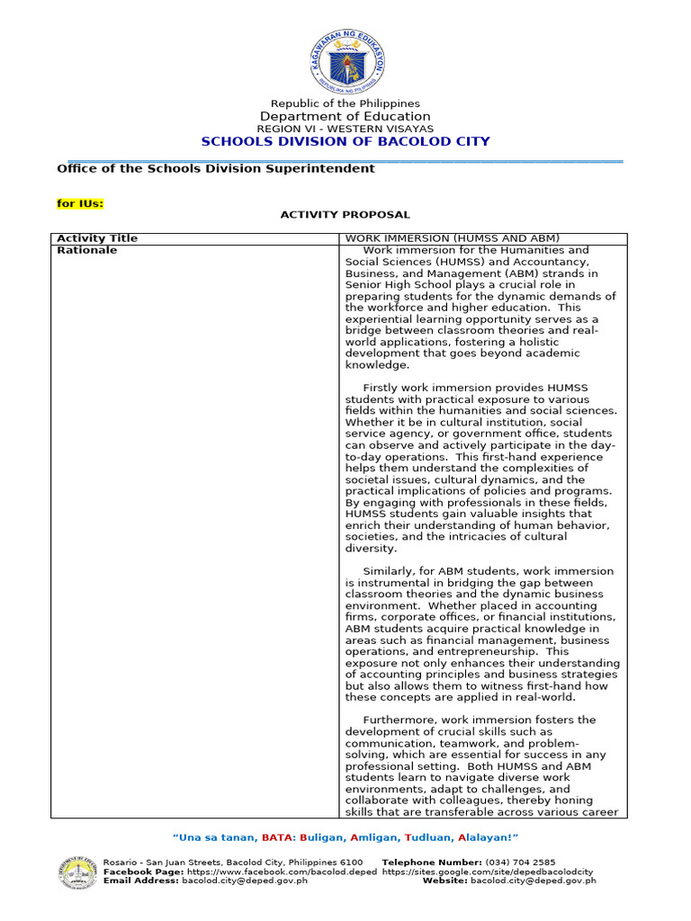 Activity Proposal INSURANCE IMMERSION | PDF | Social Sciences | Career ...