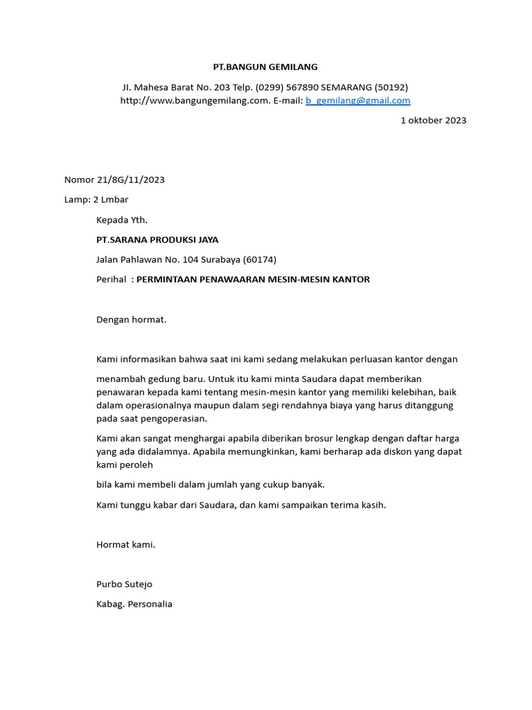 Surat Perkenalan Niaga | PDF