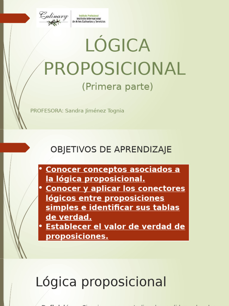 Presentación Lógica Proposicional 1 | PDF
