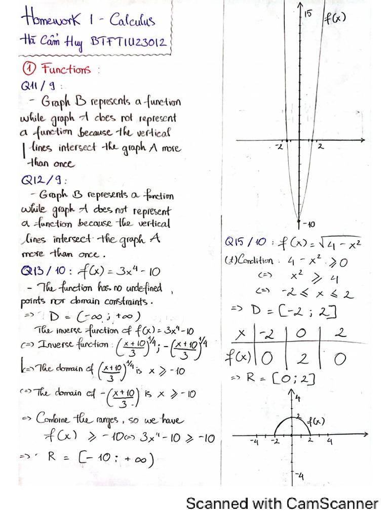 Homework Calculus 1 | PDF