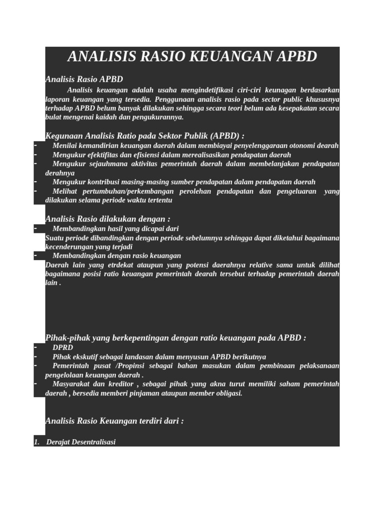 Analisis Rasio Keuangan Apbd | PDF