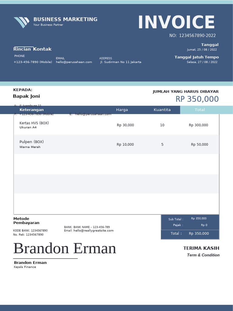 Format Template Contoh Invoice PDF | PDF