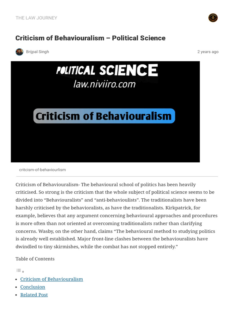 Criticism of Behaviouralism - Political Science | PDF