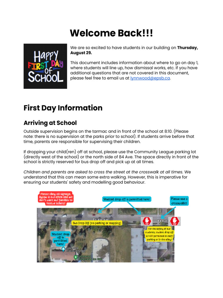 2024-2025 - First Day Information | PDF