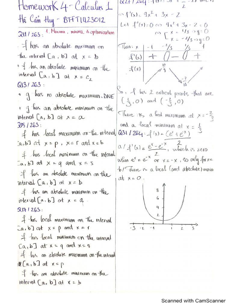 Homework 4 - Calculus 1 | PDF