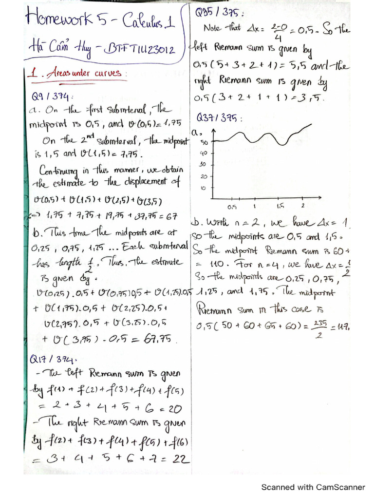 Homework 5 - Calculus 1 | PDF