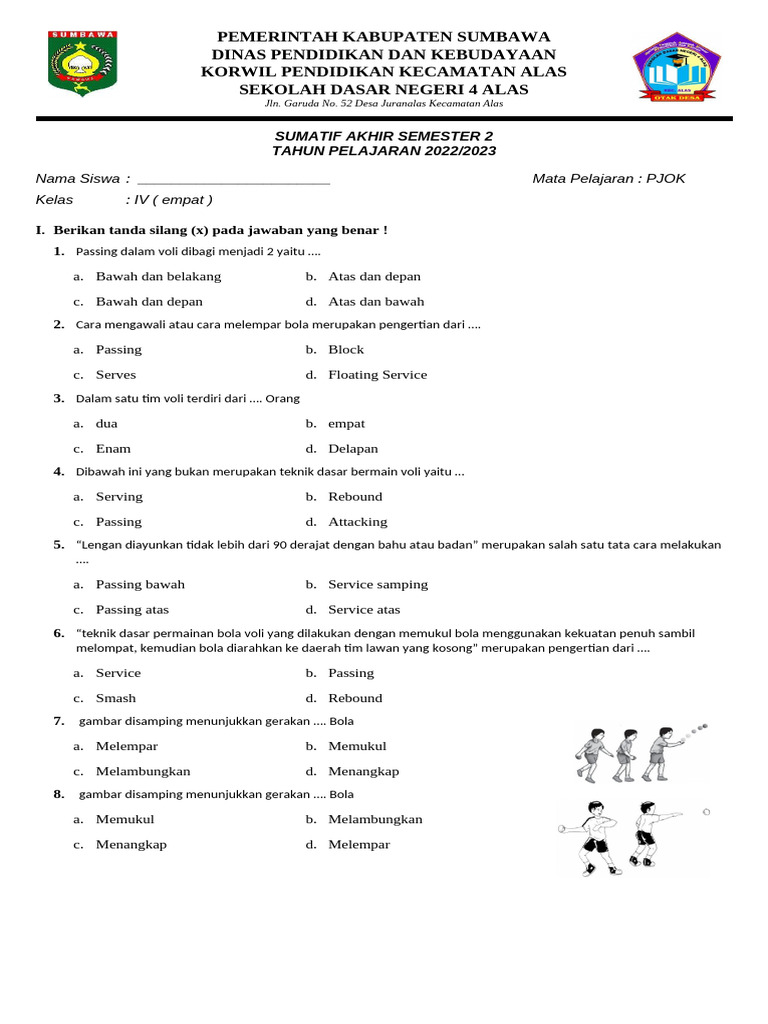 Soal2 Pas Pjok KLS 4 S-2 | PDF