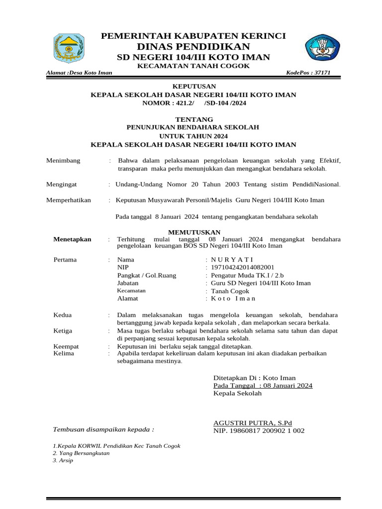 Bendahara Bos SD 200 | PDF