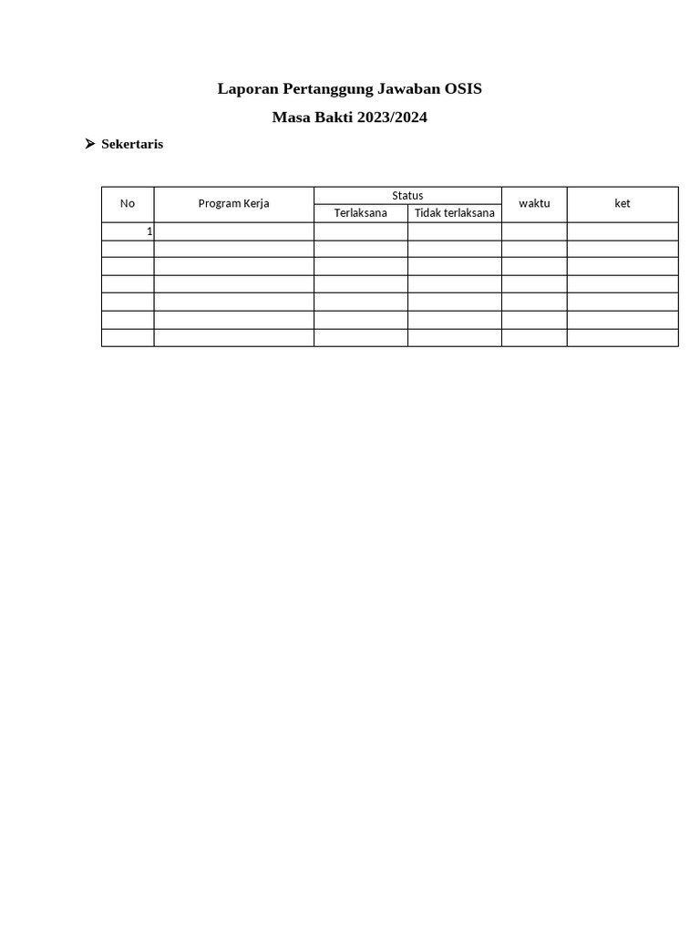 Contoh Laporan Pertanggung Jawaban OSIS | PDF