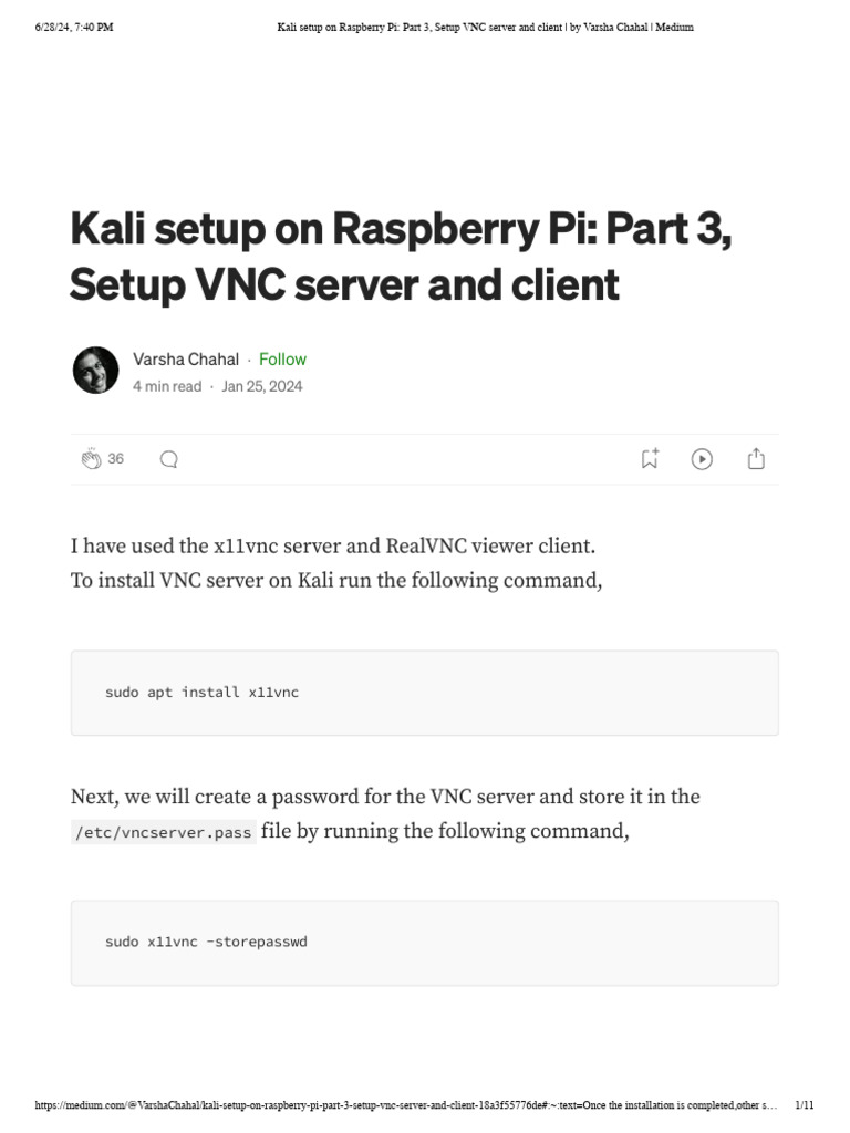 Kali Setup On Raspberry Pi Part 3 Setup Vnc Server And Client By Varsha Chahal Medium