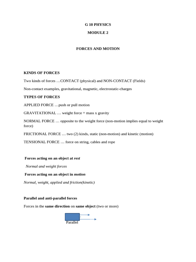 G 10 Module 2 Force and Motion | PDF