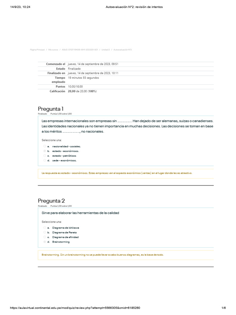 Autoevaluación N°2 - Administracion de Operaciones | PDF