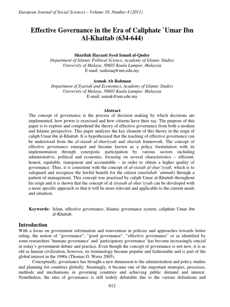 Governance in Caliph Umar's Era | PDF | Governance | Sharia