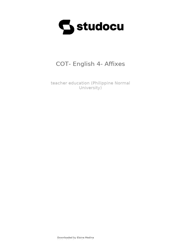 Cot English 4 Affixes | PDF
