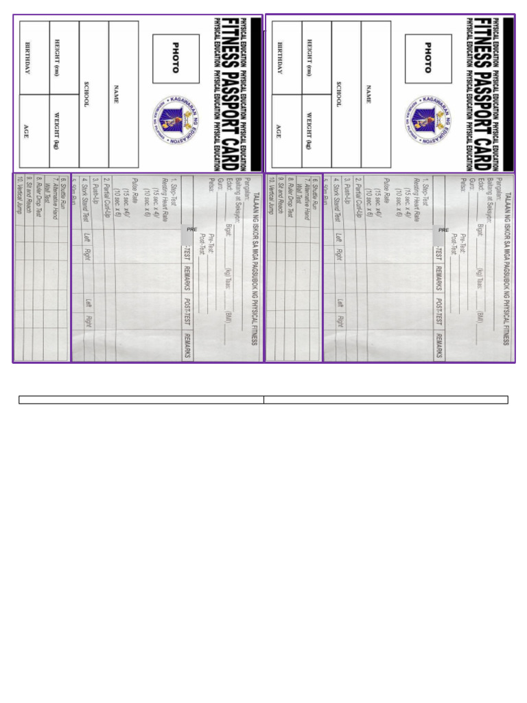 Fitness Card and Chart | PDF