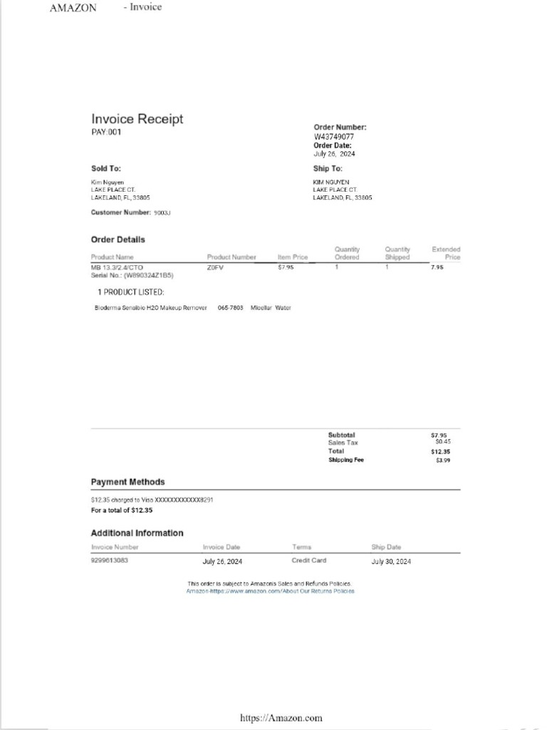 Invoice 87 WJ125 0001 - 9 | PDF