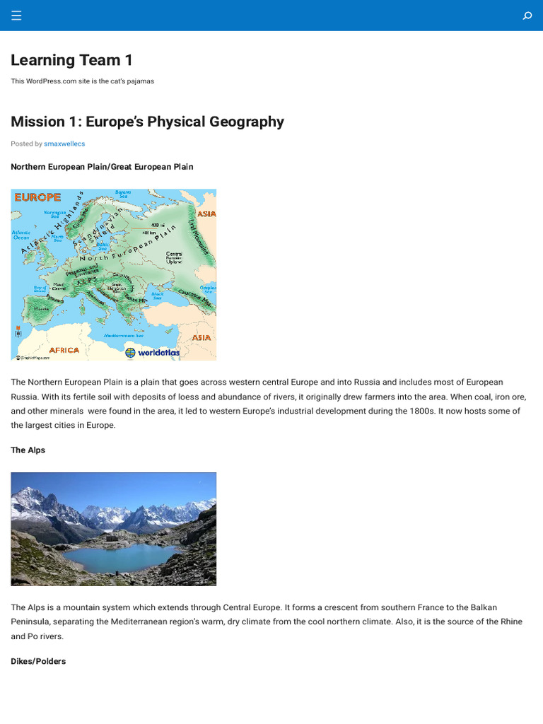 Mission 1 Europe's Physical Geography Learning | PDF