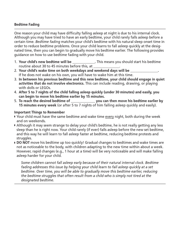 Bedtime Fading | PDF