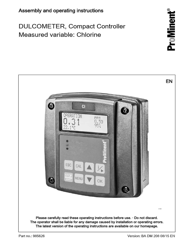 BA DM 208 08 15 EN Dulcometer Compact Chlor EN | PDF