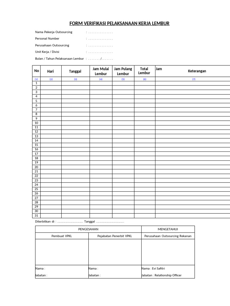 Form Lembur Terbaru-1 | PDF