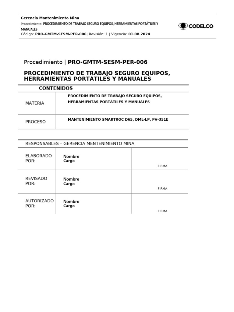 Pro-Gmtm-Sesm-Per-006 Procedimiento General de Trabajo Seguro Equipos ...