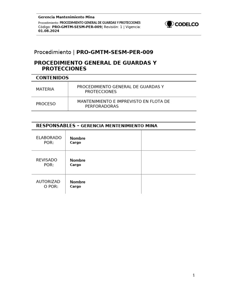 Pro-Gmtm-Sesm-Per-009 Guardas y Protecciones de Equipos (PDT) | PDF