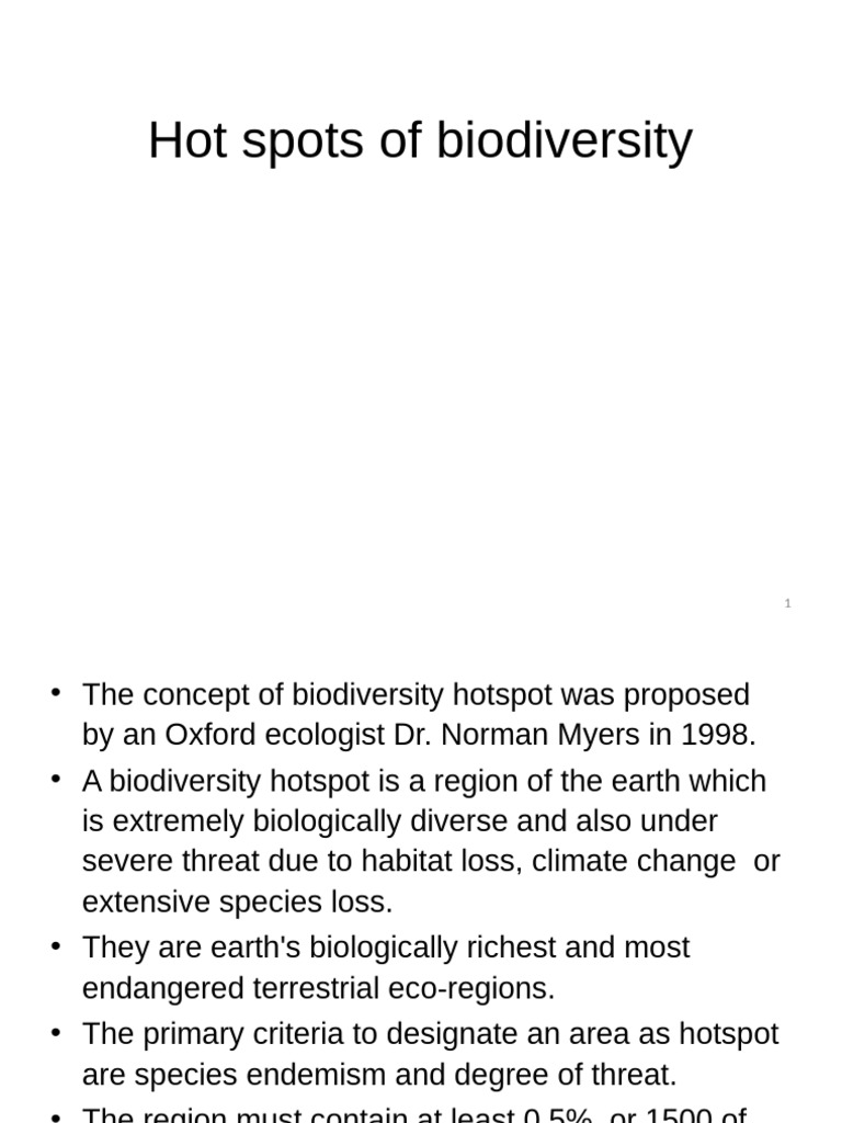 Hot Spots of Biodiversity | PDF