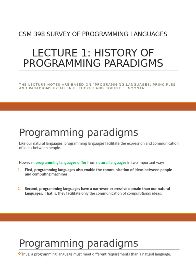 Lecture 1 History of Programming Paradigms | PDF Lecture 1 History of Programming Paradigms | PDF