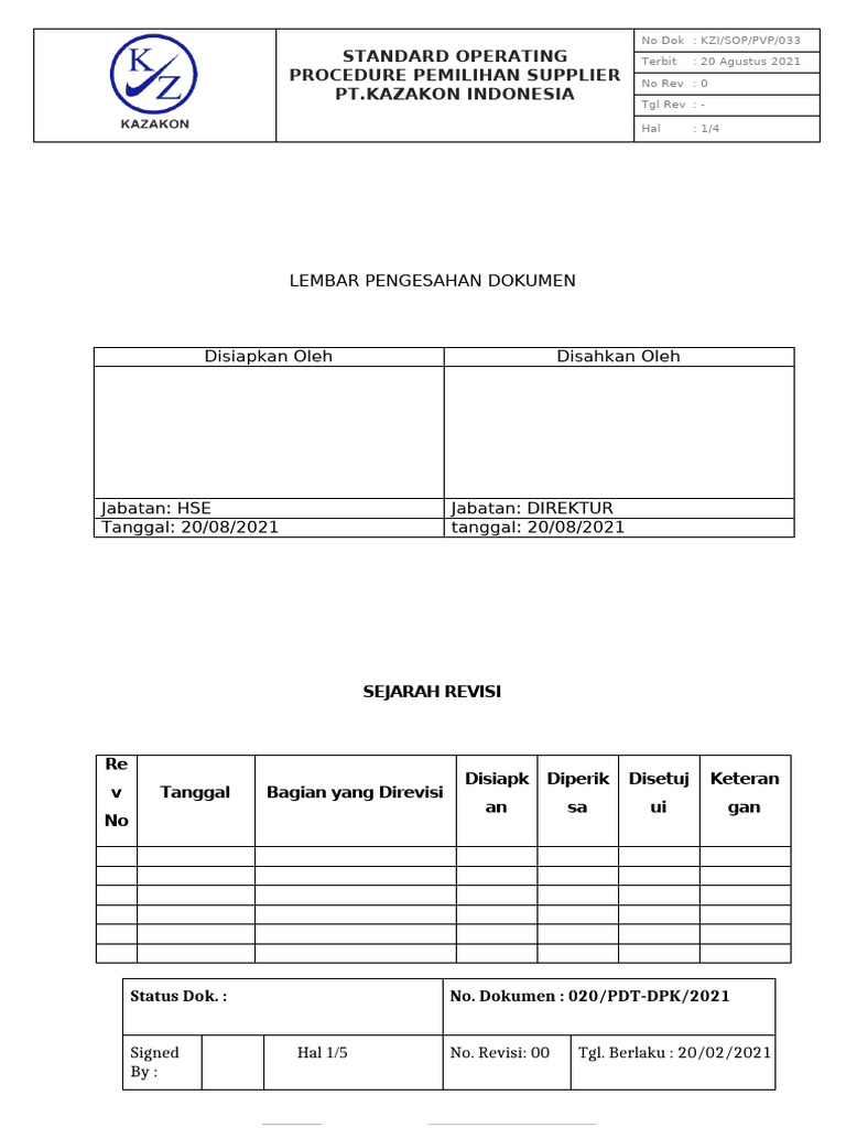 024 SOP Persiapan Dokumen Tender | PDF