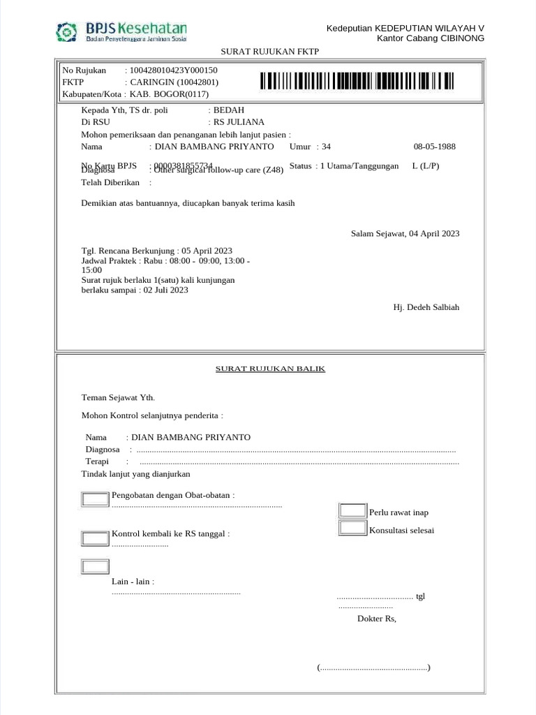 Surat Rujukan Balik | PDF