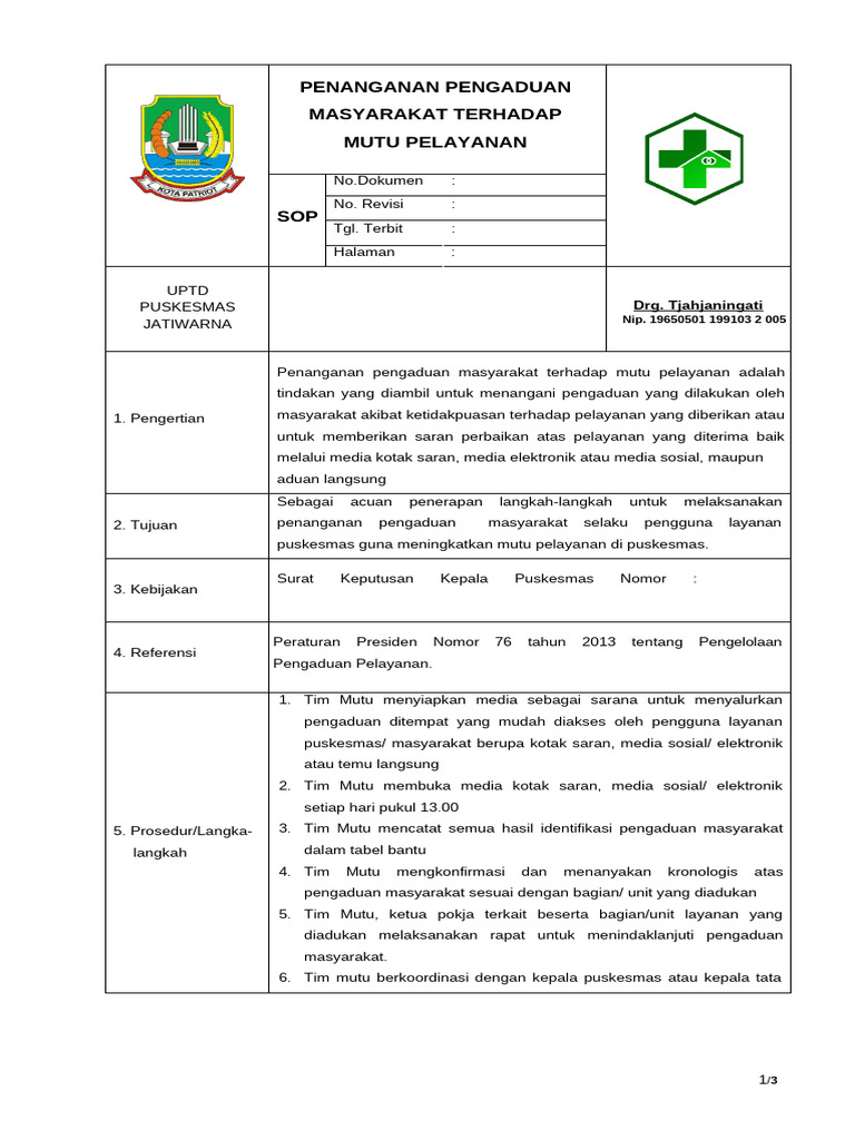 Sop Penanganan Aduan | PDF