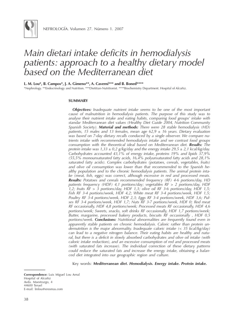 Jurnal Contoh Menu Pasien HD | PDF