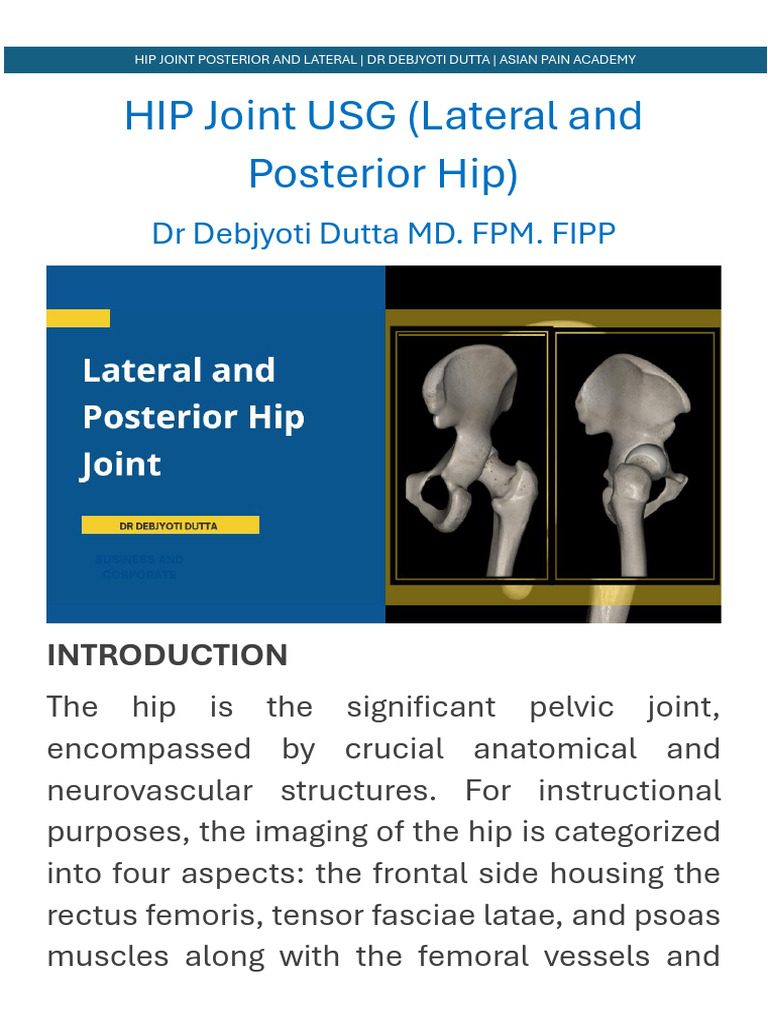 HIP Joint Ultrasound Technique Lateral and Posterior Hip | PDF