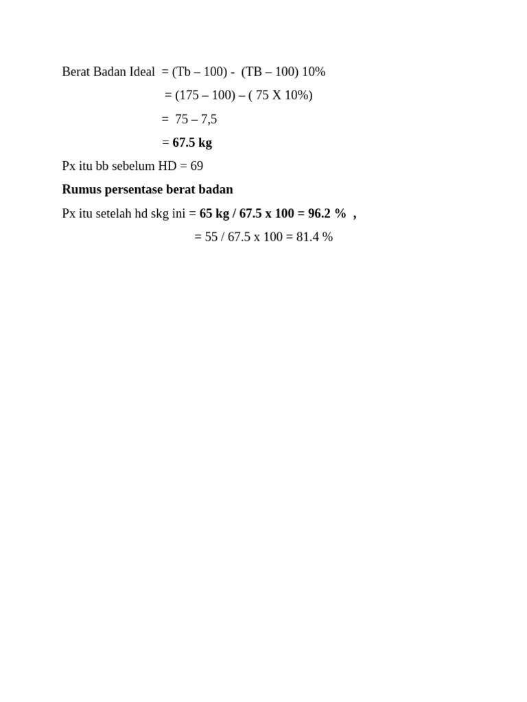 Rumus Berat Badan Ideal | PDF