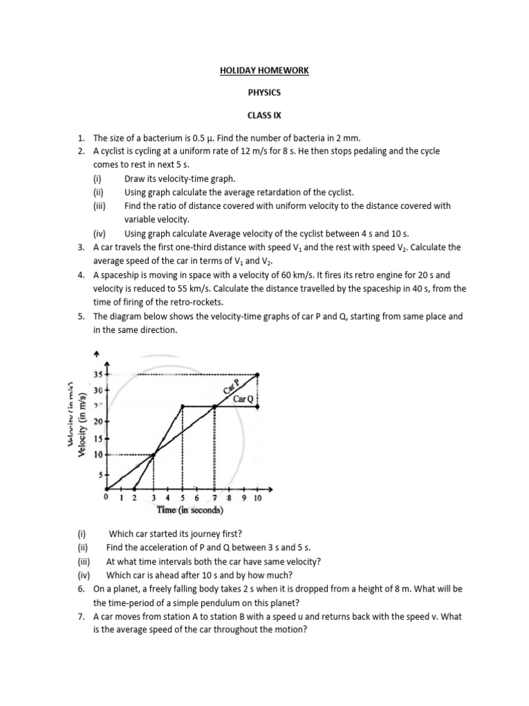 Class 9 Physics Home Work | PDF