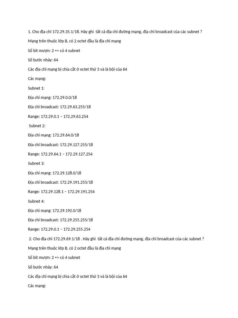 Bài tập chia IP | PDF