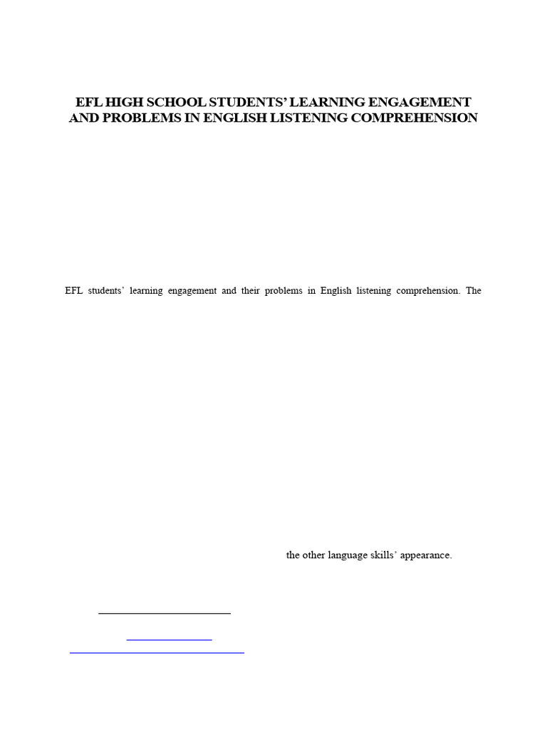 EFL Students' Engagement in Listening Skills | PDF | Reading ...