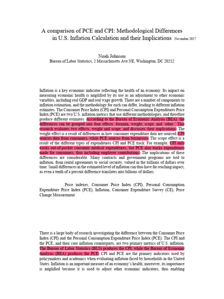 A Comparison of PCE and CPI | PDF | Personal Consumption Expenditures ...