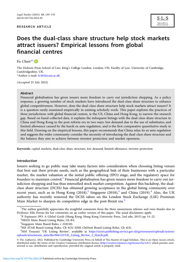 Does The Dual-Class Share Structure Help Stock Markets Attract Issuers ...