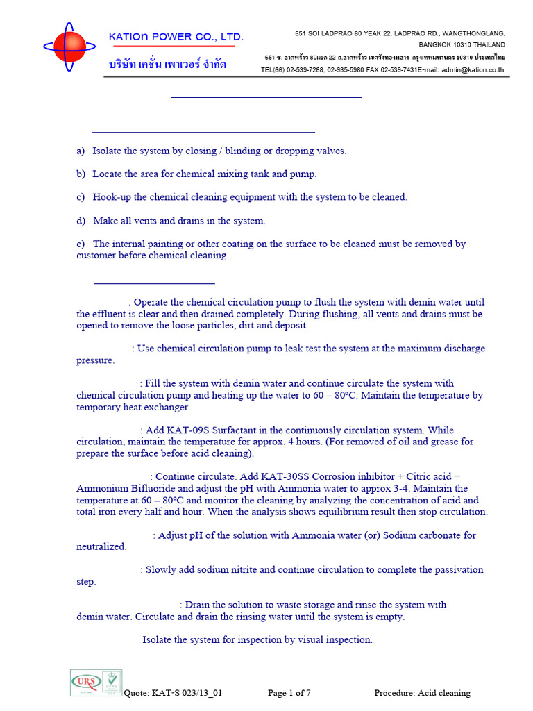 02 KAT-S 023 - 13 - 01 BIB - Boilers-CC - Procedure | PDF